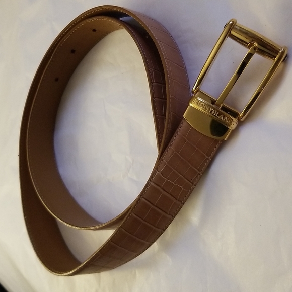 Montblanc | Accessories | Montblanc Croc Embossed Leather Belt | Poshmark